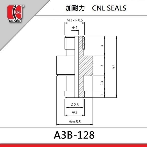 Fitting Male thread-B type Thread M3 - D 3 - H 9.3 (A3B-128)