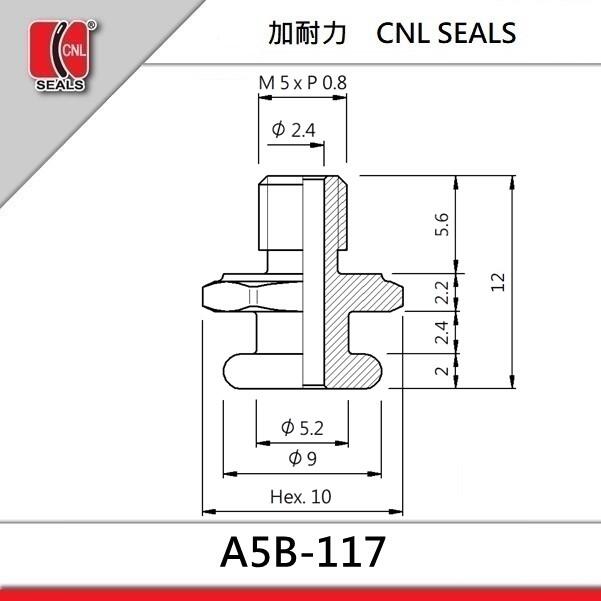 Fitting Male thread-B type Thread M5 - D 9 - H 12 (A5B-117)