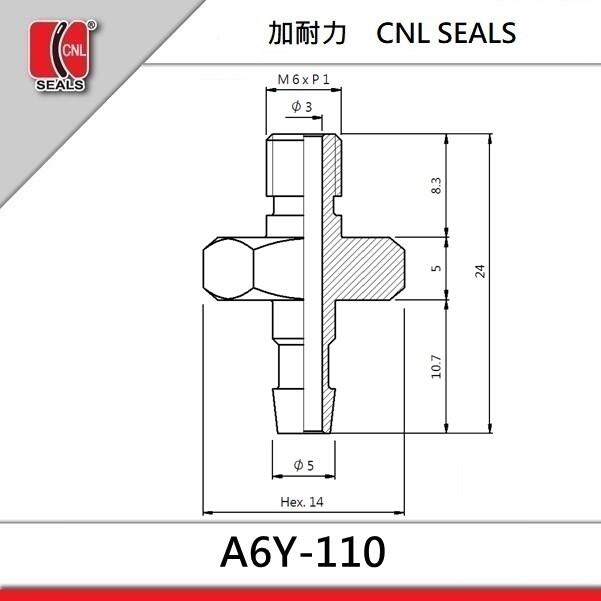 Fitting Male thread-Y type Thread M6 - D 5 - H 24 (A6Y-110)