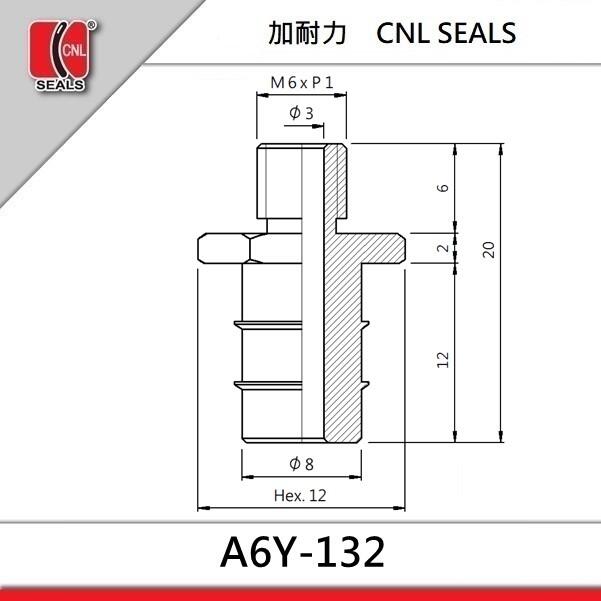Fitting Male thread-Y type Thread M6 - D 8 - H 20 (A6Y-132)