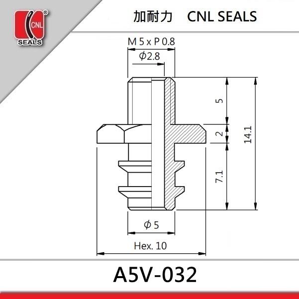 Fitting Male thread-V type Thread M5 - D 5 - H 14.1 (A5V-032)
