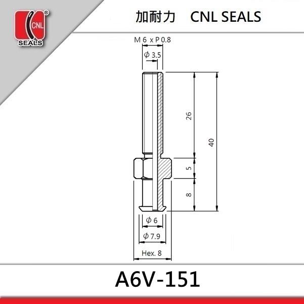 Fitting Male thread-V type Thread M6 - D 7.9 - H 40 (A6V-151)
