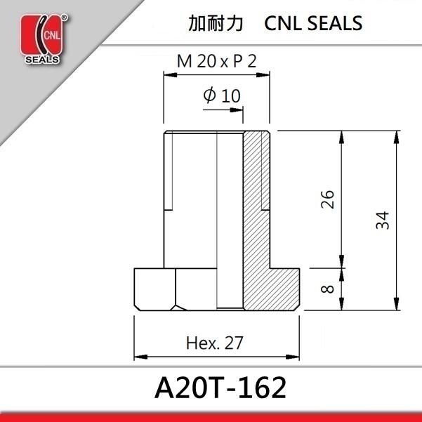 Fitting Male thread-T type Thread M20 - D 27 - H 34 (A20T-162)