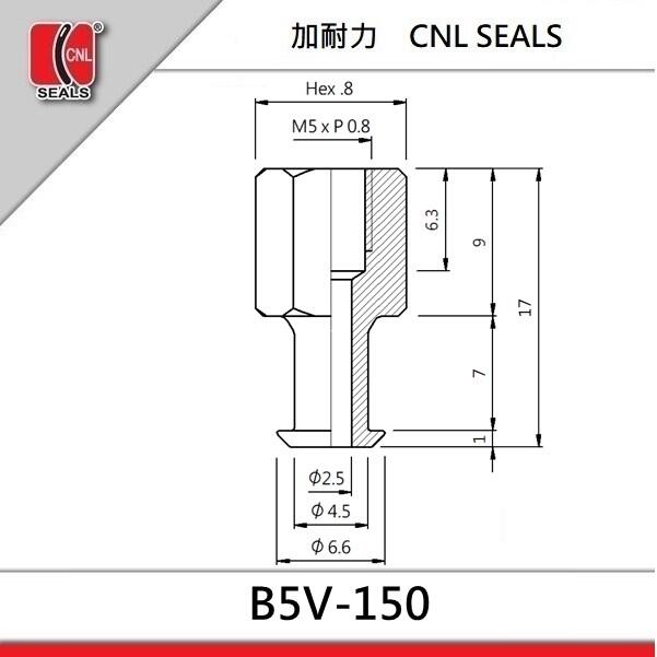 Fitting Female thread-V type Thread M5 - D 6.6 - H 17 (B5V-150)